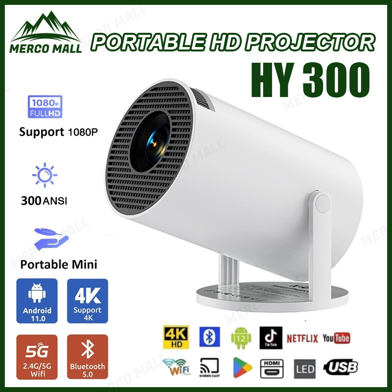 HY300 PRO Projector 4K Ultra HD Wide Screen Mobile Wireless Connection ...