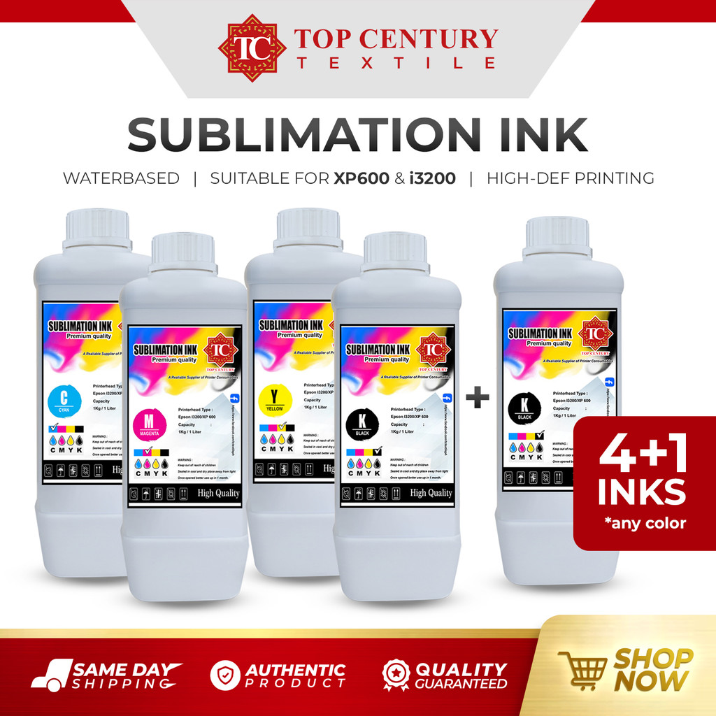 TOP CENTURY TEXTILE (4+1) High-Def Sublimation Ink 1Liter CMYK For ...