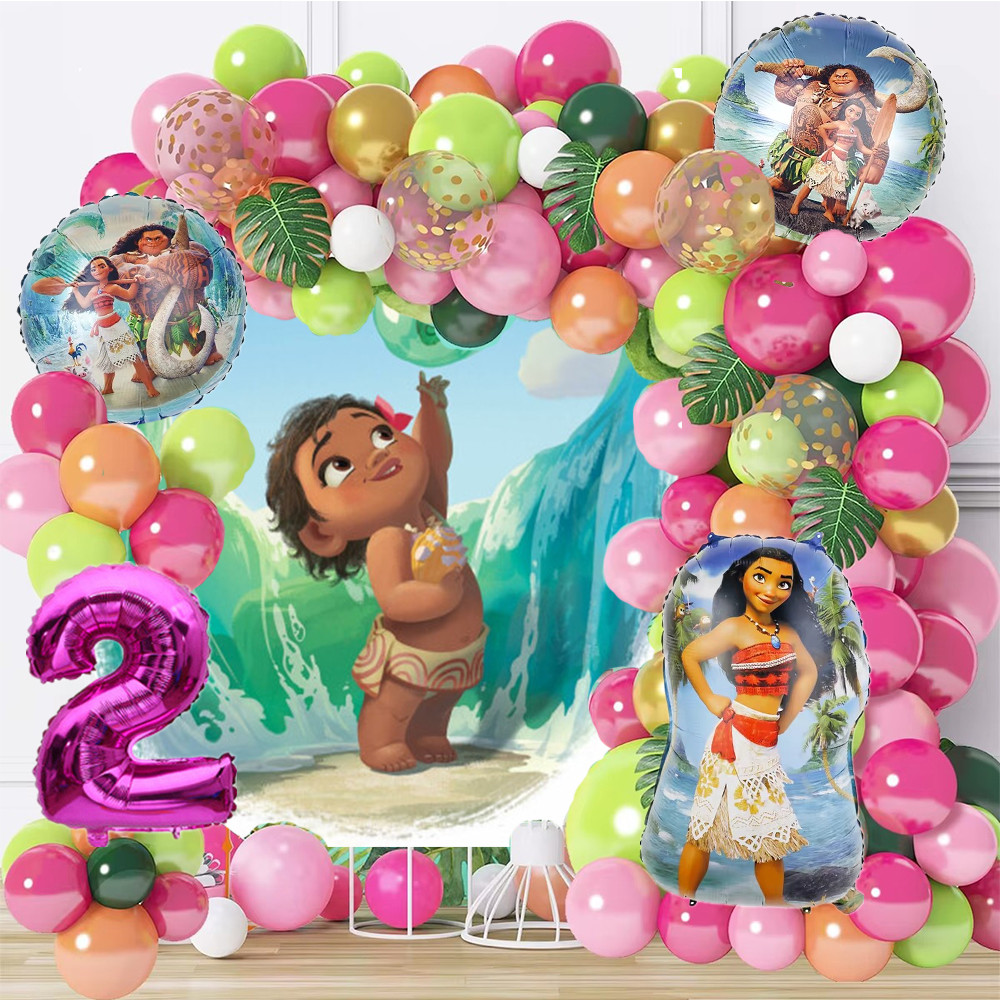 1Set Disney Moana Party Balloons Garland Arch Kit 32inch Rose Red ...