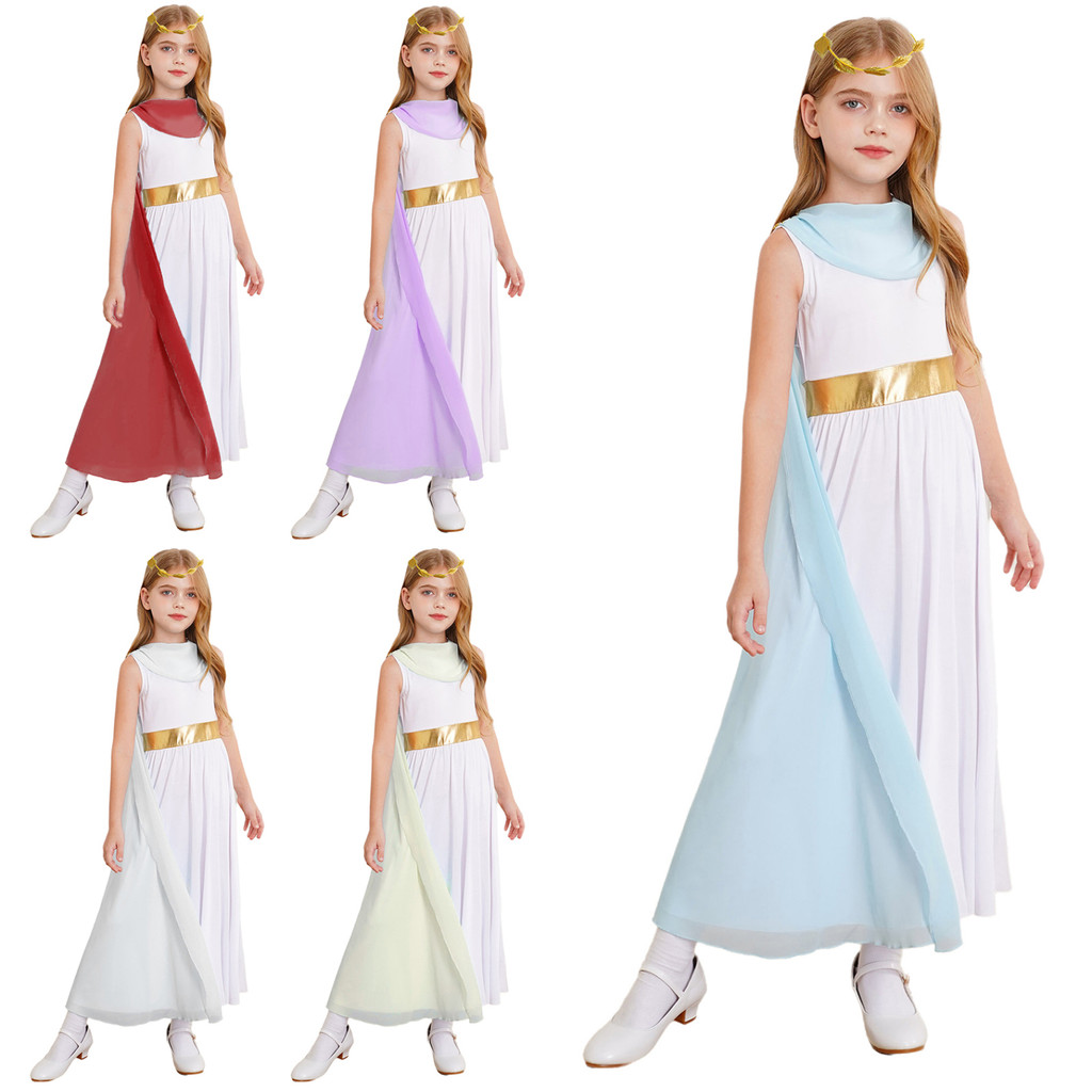 Rswnyirn Girls Halloween Ancient Greek Princess Cosplay Costume ...