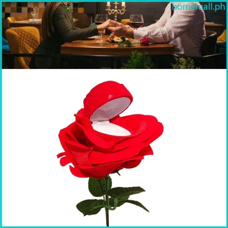 HO Unique Rose Ring Display Box Proposal Ring Holder Floral Engagement ...
