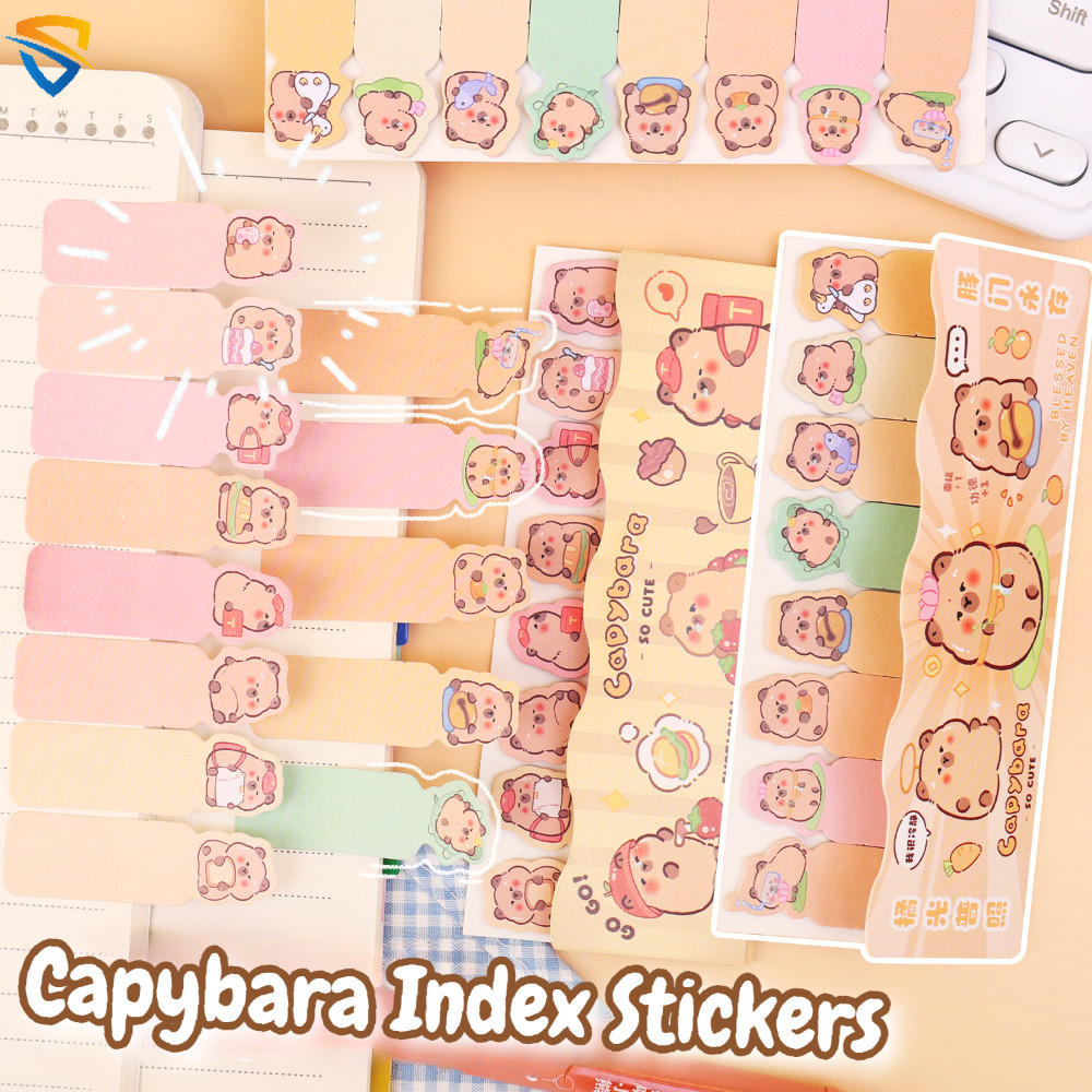 Cartoon Capybara Index Label Stickers Memoranda Notebook Page Markers ...