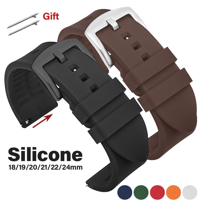 18/19/20/21/22/24mm Silicone Quick Release Watch Strap Universal Soft ...
