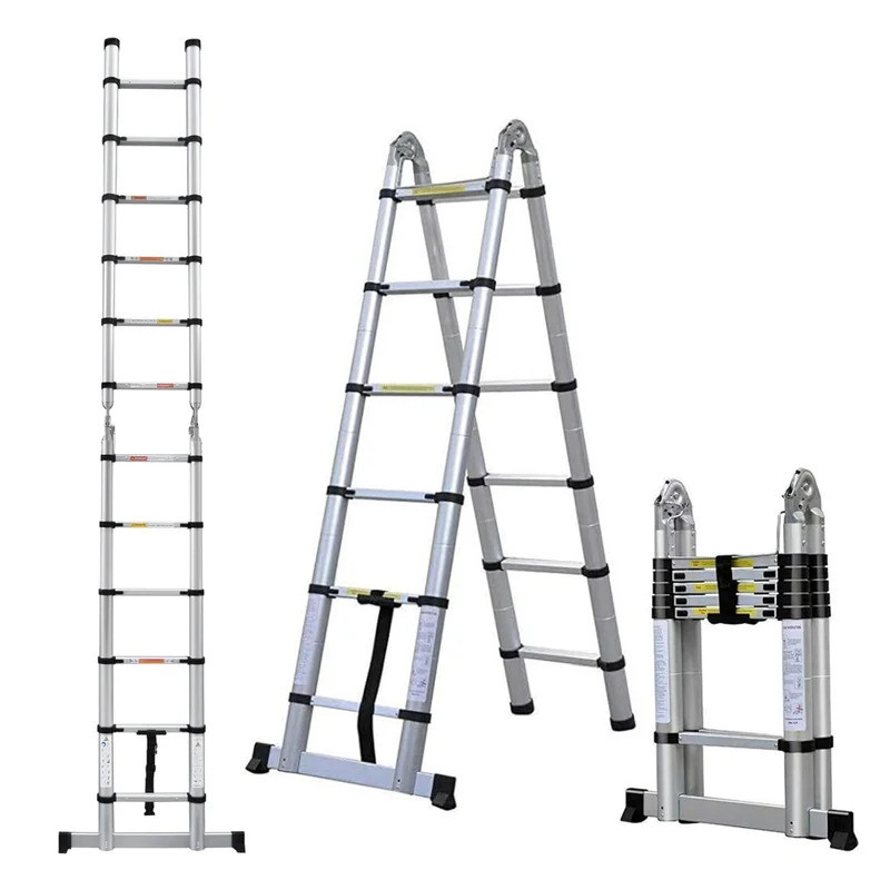 Telescoping Ladder A Frame 3.8M/5M Aluminum Telescopic Ladder Portable ...