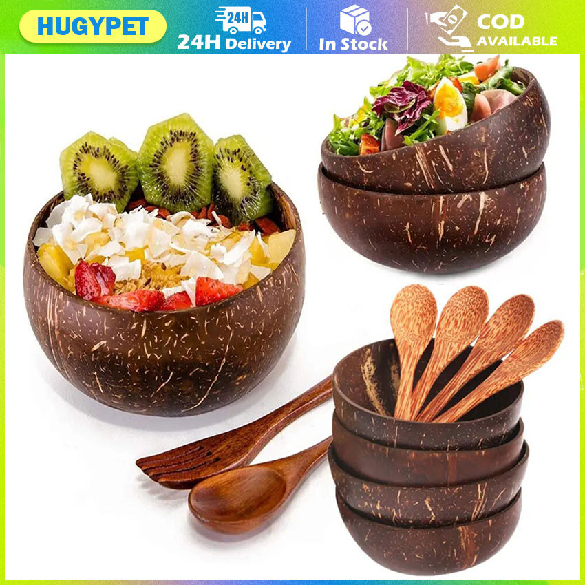 Coconut Bowls Spoon For Serving Dishes Salad Oatmeal Yogurt Reusable ...