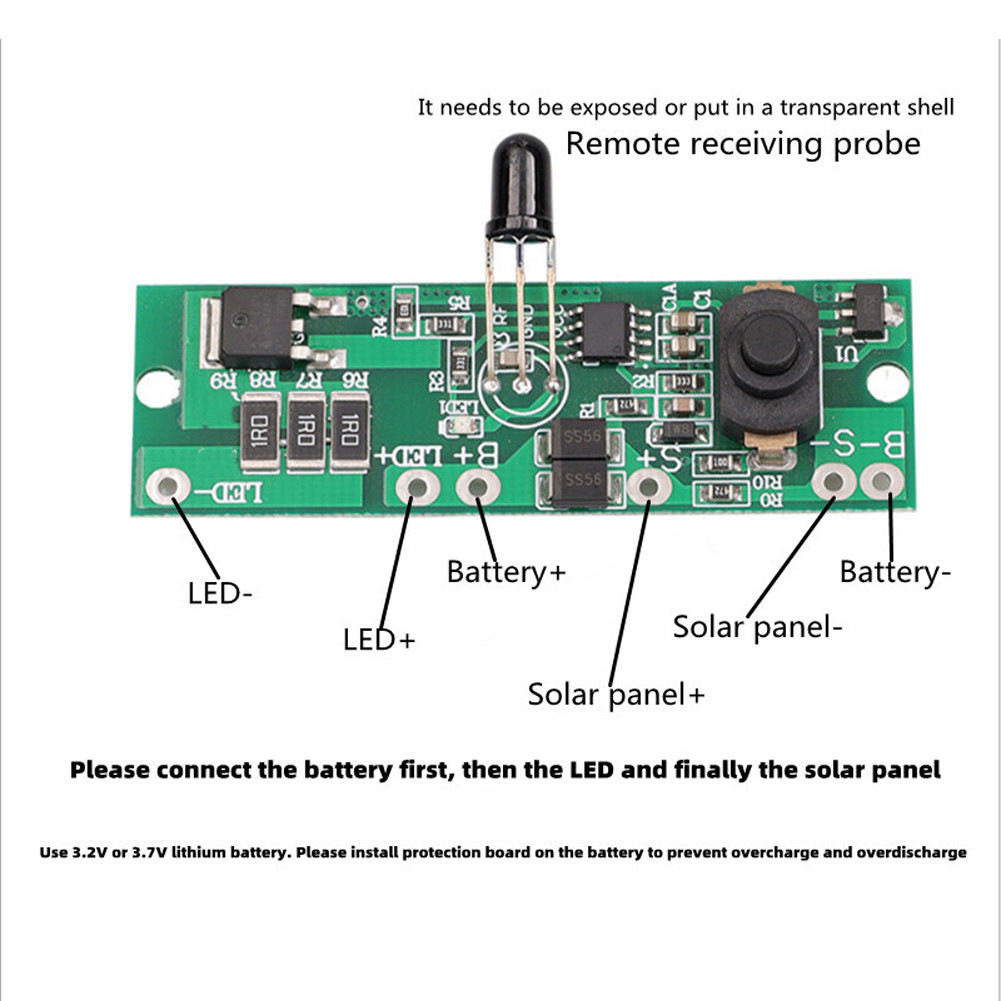 3.2V 3.7V Solar Street Light Control Panel Circuit Board with Remote ...