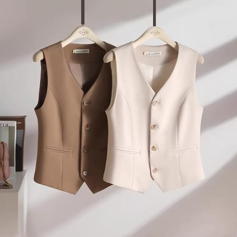 2025 Waist Trimming Suit Vest Women's Fashion Sleeveless Waistcoat Dim ...