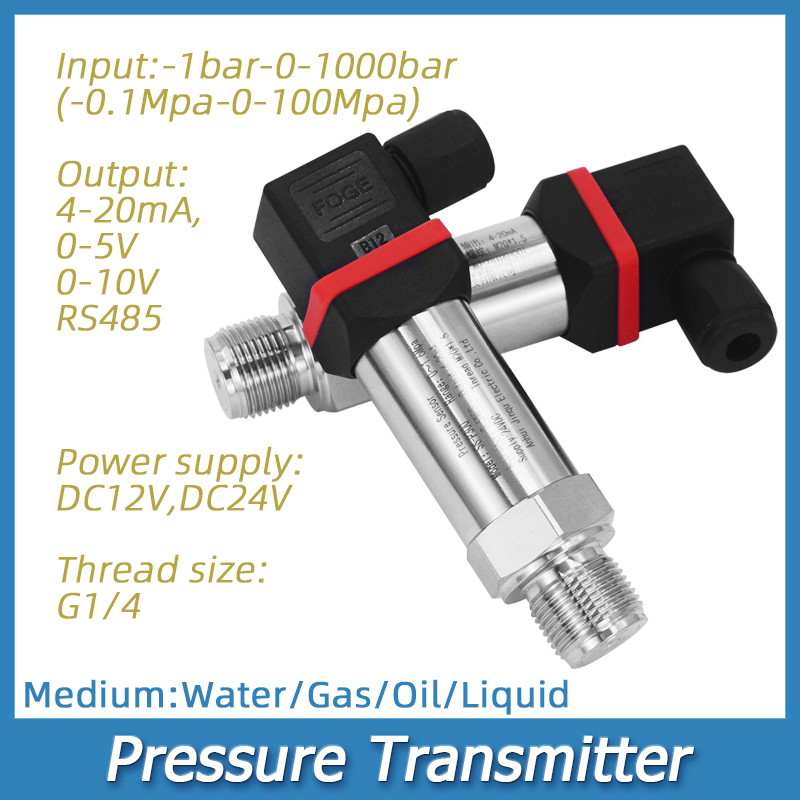 Pressure Transmitter -1bar-0-1000bar Water Gas Oil Pressure Sensor 4-20mA G1/4 Pressure ...