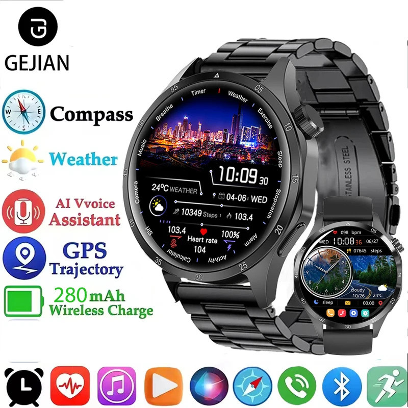 GEJIAN Smart Watch 360 * 360 HD Screen Bluetooth Call GPS trajectory ...
