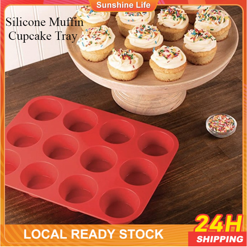12-hole Tray Mould 12-cavity Cupcake Silicone Molder Non-stick Baking ...