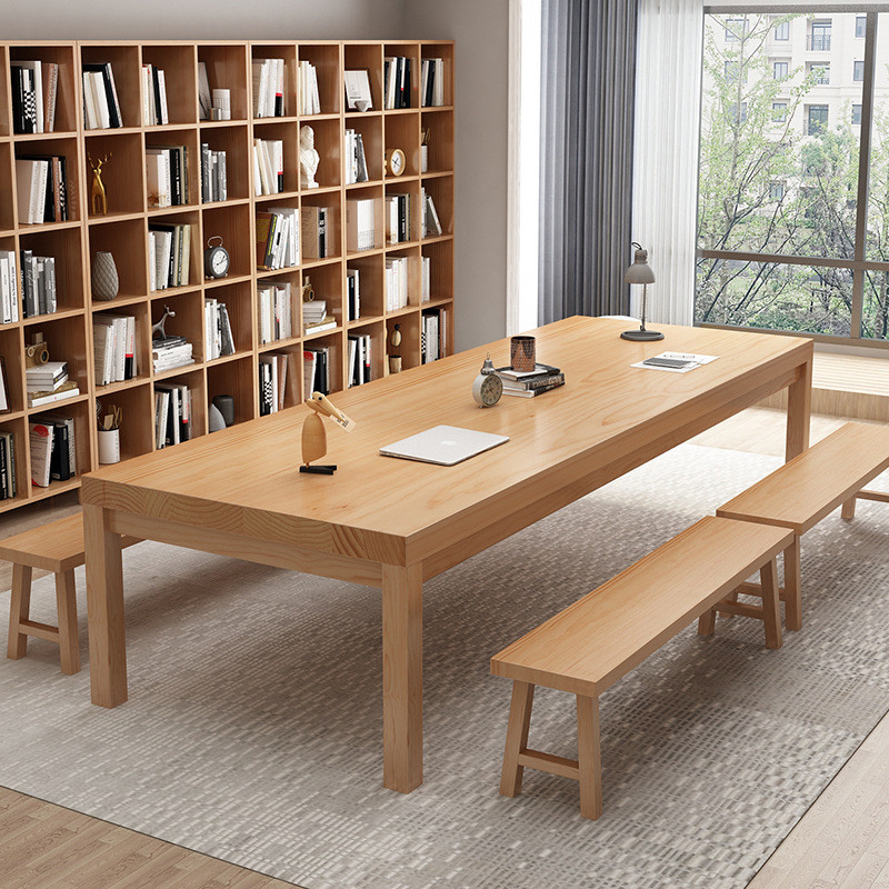 Solid Wood Reading Room Table and Chair Combination Conference Table ...