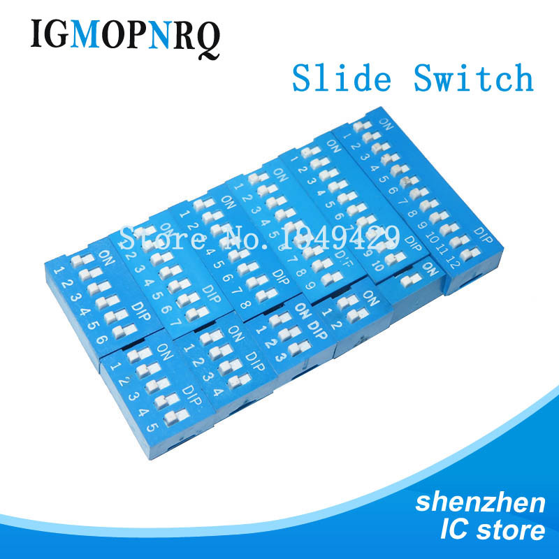 10pcs Slide Type DIP Switch Module 1 2 3 4 5 6 7 8 PIN 2.54mm Position Way DIP Blue Pitch Blue ...