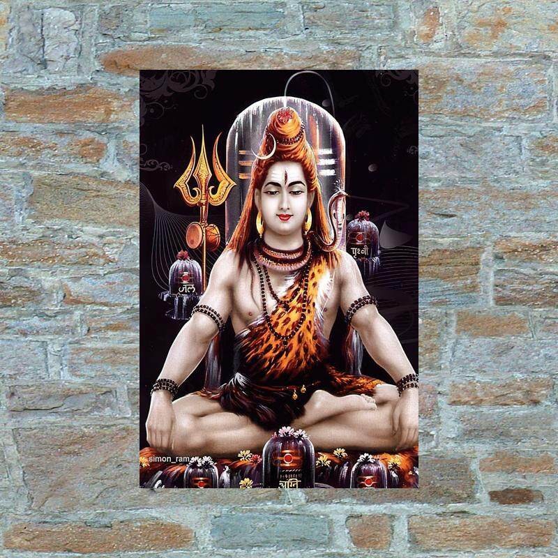 Lord Shiva Canvas Hindu God Poster Religious Wall Art Print On Canvas ...