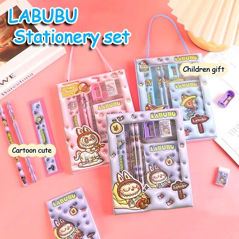 Labubu Cartoon Stationery Set Gift Box Cute Pencil Eraser Set Kid Term ...