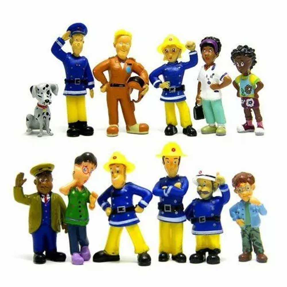 12Pcs Fireman Sam Cartoon Anime Fire Fighting Action Figures PVC Model ...