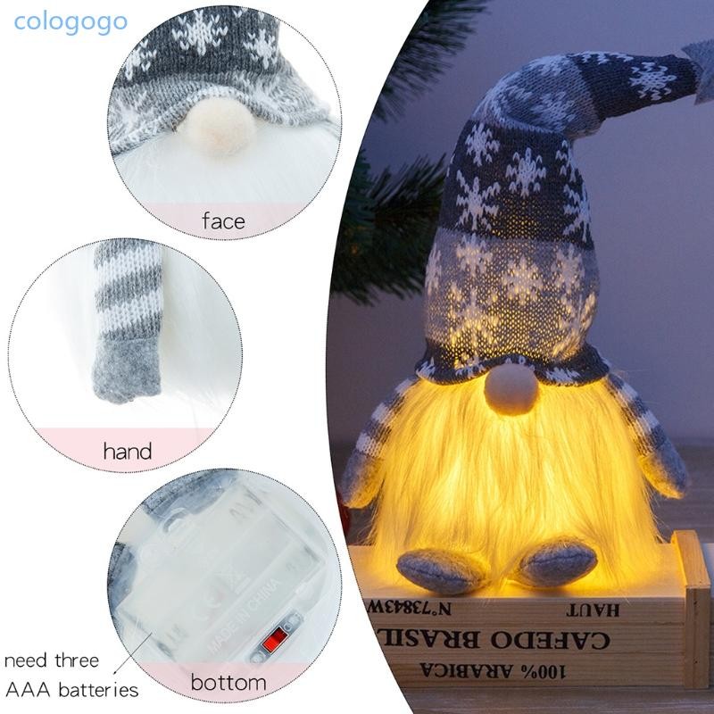 COLO Christmas Gnome with LED Light Knitted Stars Nisse Figurine Plush ...