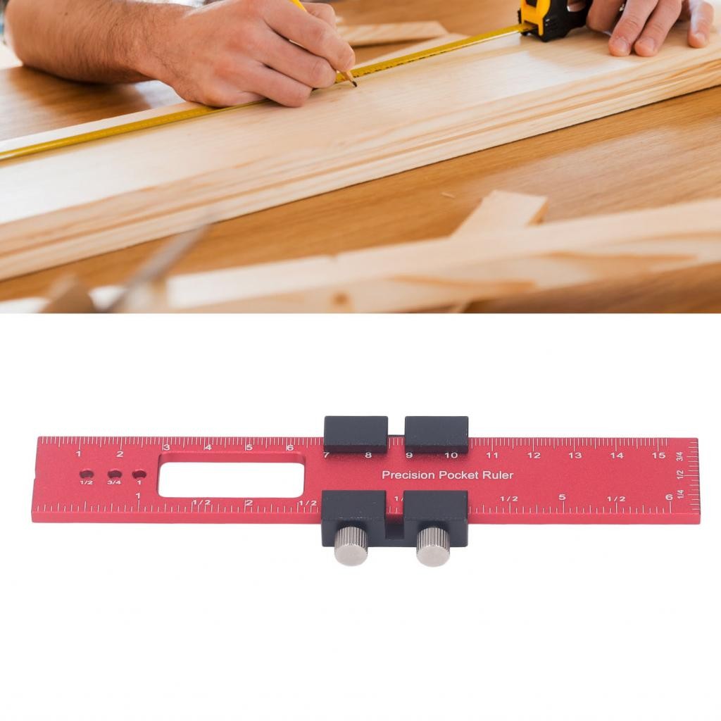 Woodworking 160mm Aluminum-Alloy Precise Track Marking Ruler With Slide ...
