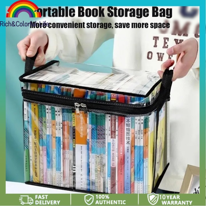 Book Storage Bag Transparent Dust Proof Collection Stackable Case ...