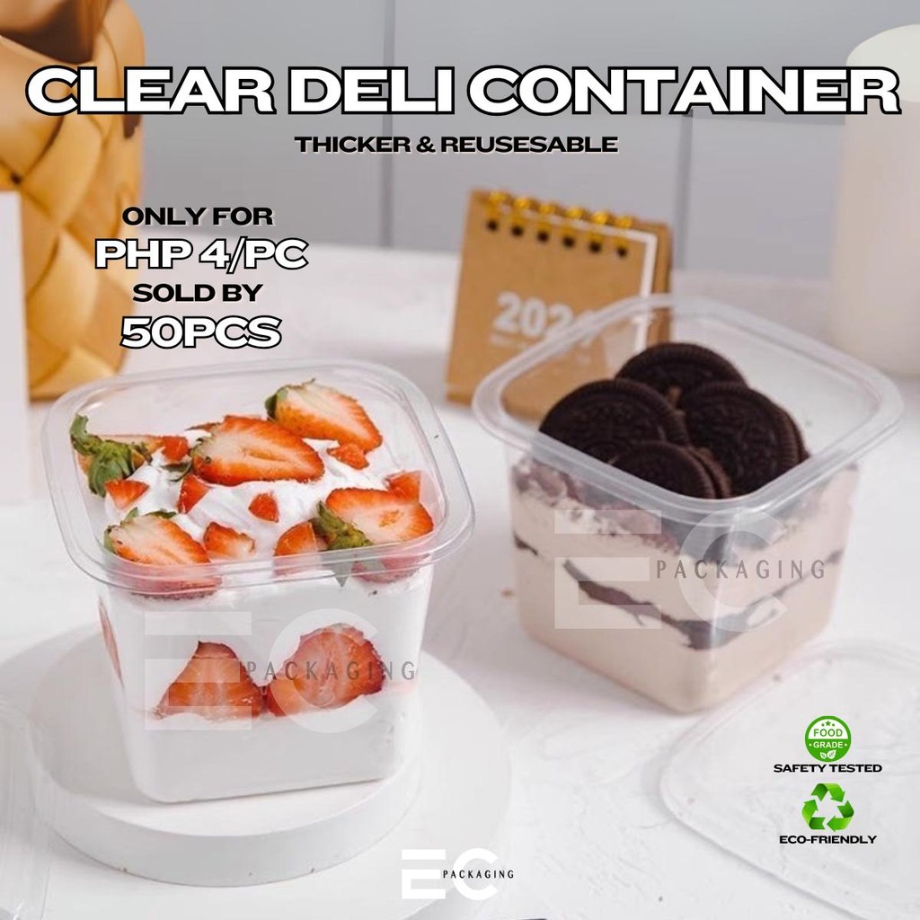 EC 50PCS Disposable Mousse Dessert Box With Lid Clear Plastic Cups ...
