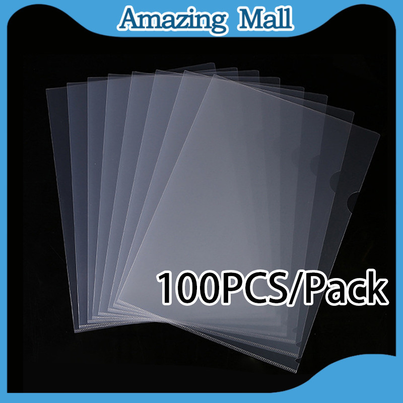 100pcs Transparent L Type Folder A4 Plastic Folder | Shopee Philippines