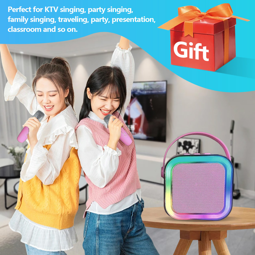 Bluetooth-Compatible 5.3 Karaoke Machine Toy with Wireless Mic Small ...
