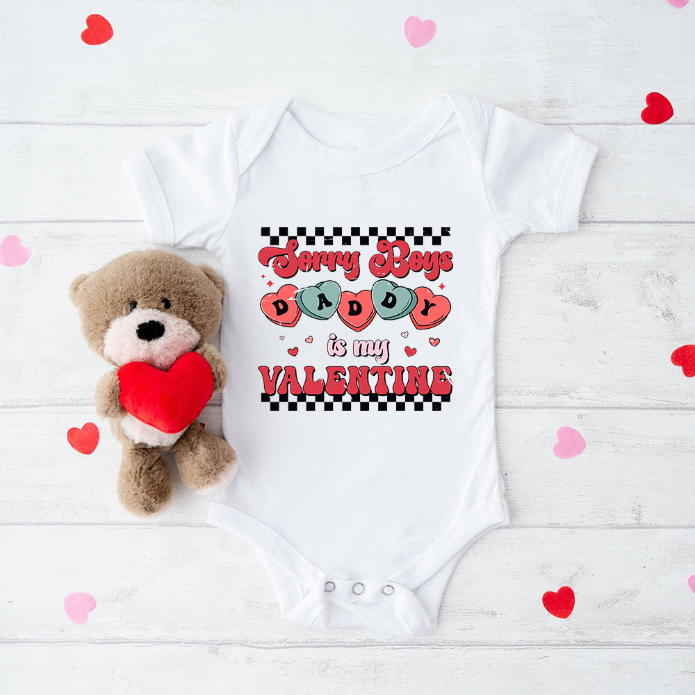 Sorry Boys/girls Daddy/mommy Is My Valentine Print Baby Crew Neck Jumpsuit Valentine's Day Cute ...