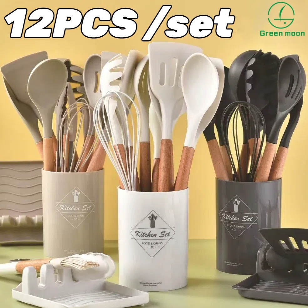 GM Kitchen Set 12Pcs Silicone Kitchen Utensils Set Non Stick Spatula ...