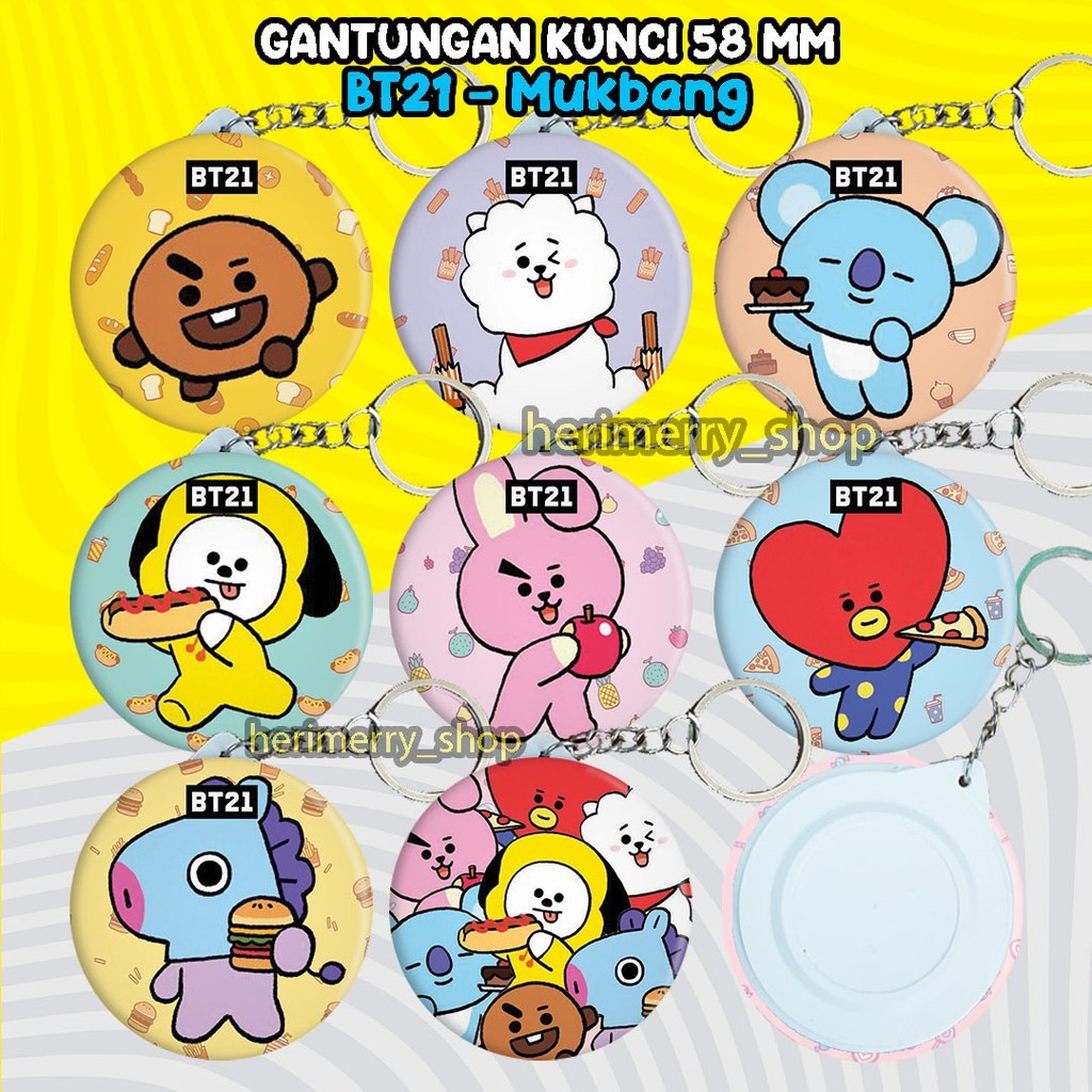 GANTUNGAN Bt21 Mukbang Keychain - KPOP BTS Merchandise Ganci Souvenir ...