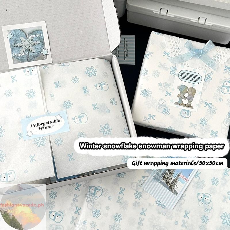 FHPH Blue Snowman Snow Pear Paper Handmade Paper Gift Wrapping Paper ...