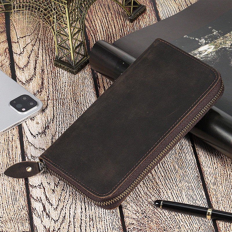 Genuine Leather Long Wallets for Men RFID Blocking Cash Credit Card ...