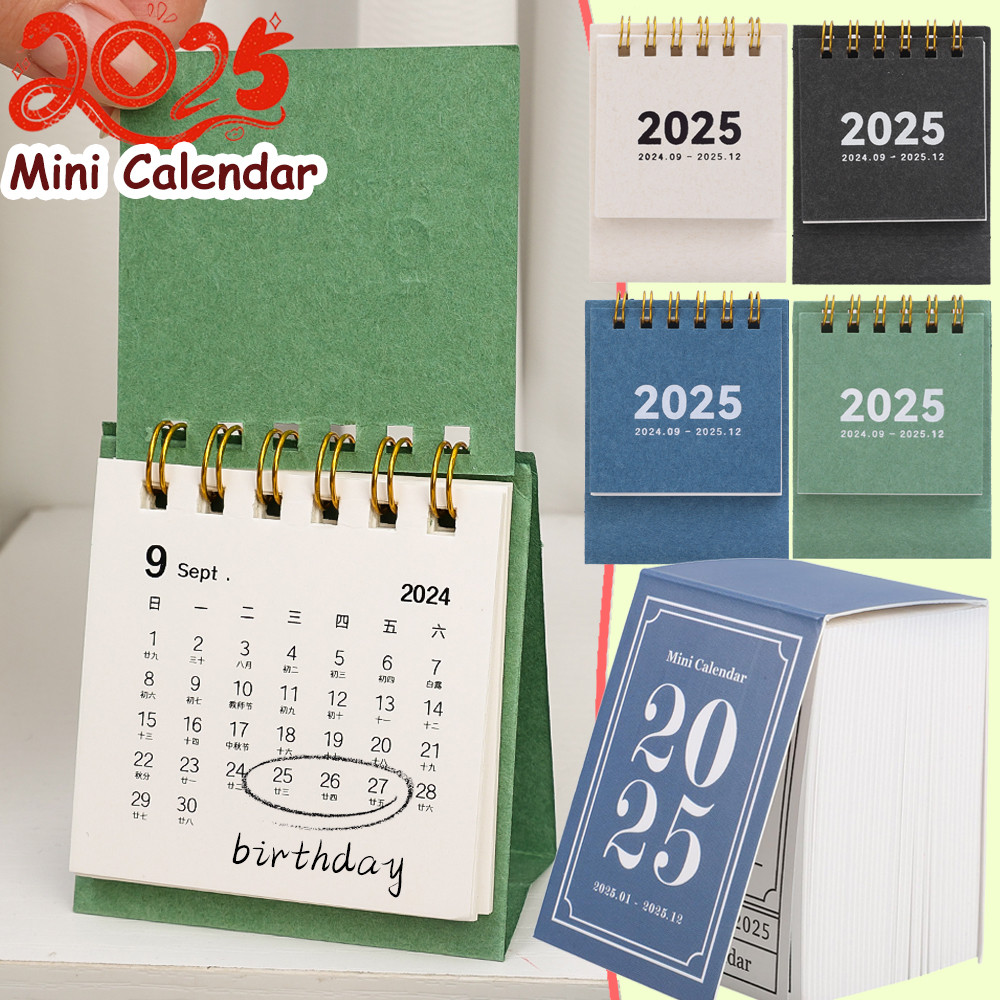 2025 Simple Mini Desktop Calendar - Morandi Colored Coil Calendar Daily ...