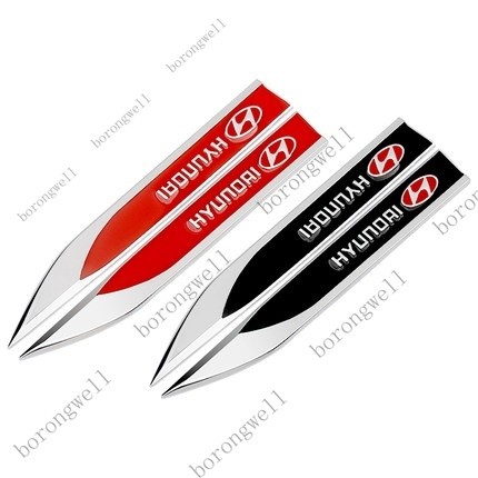2PCS Hyundai Metal Car Side Fender Decoration 3D Marker Sticker For ...