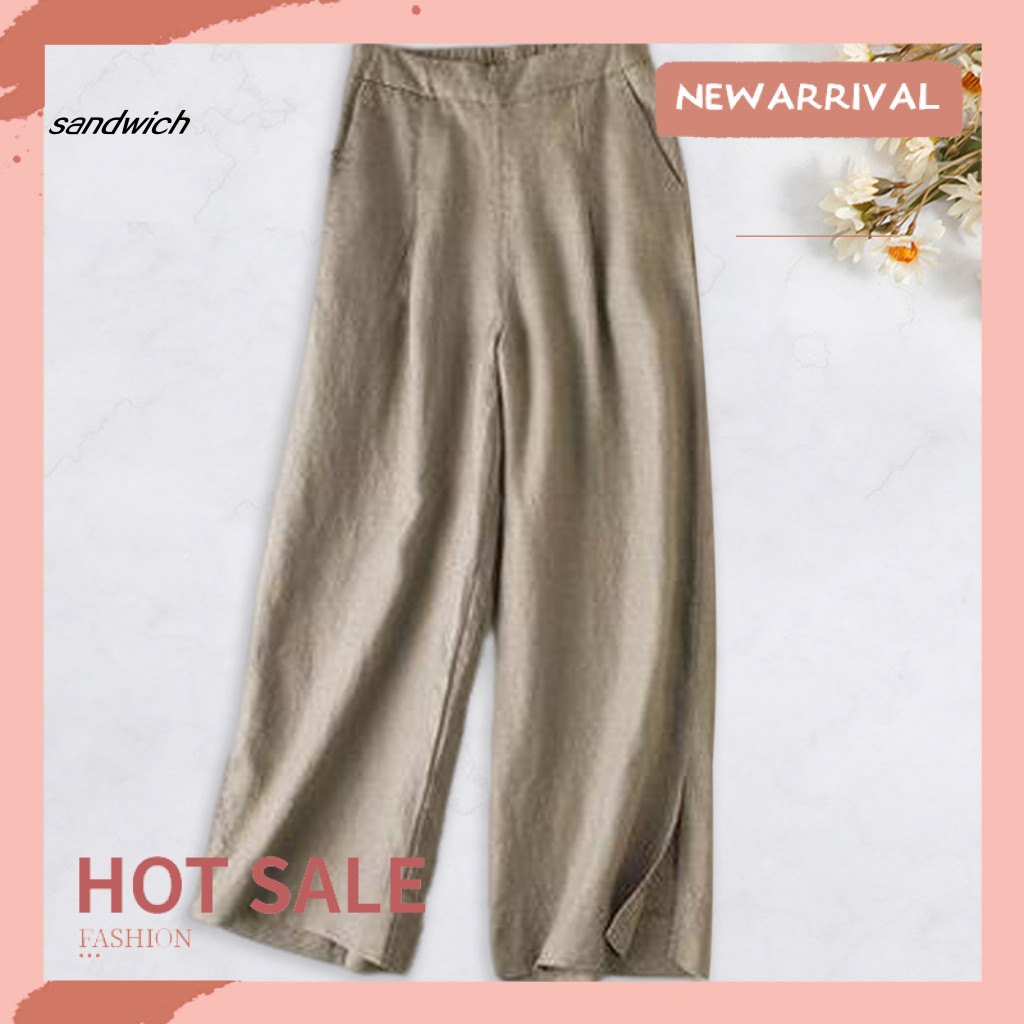 SAND Lightweight Solid Color Pants Solid Color Loose Trousers Stylish ...