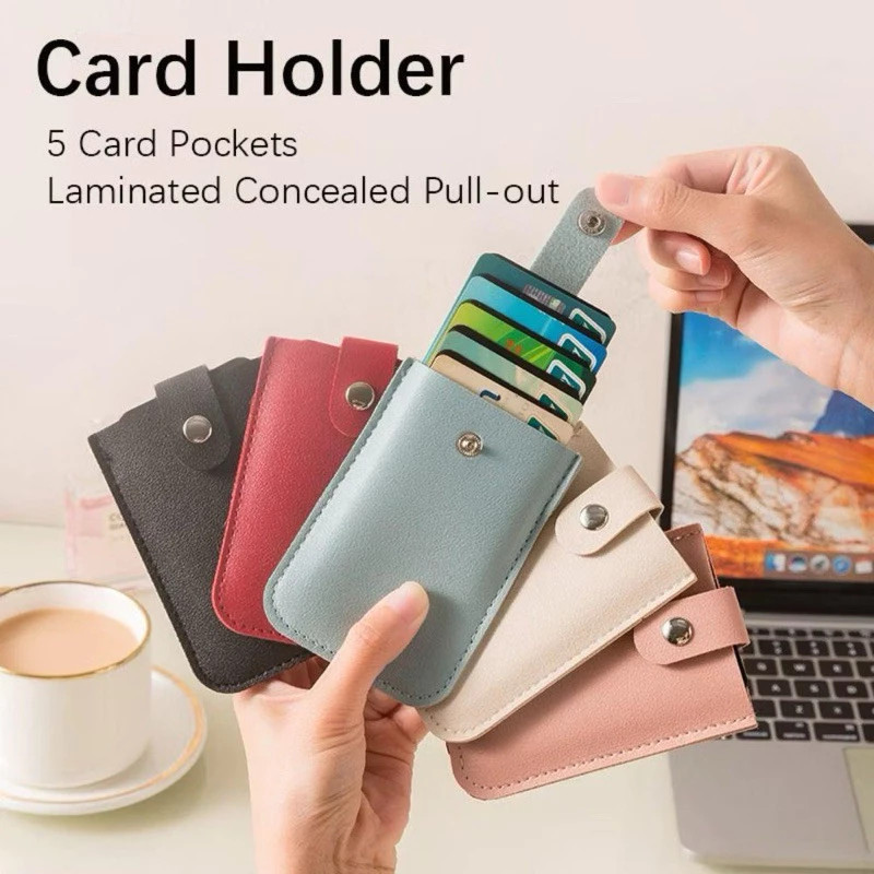 Pull Card Bag Leather Coin Purse Multi-card Slot Pocket Wallet Card ...