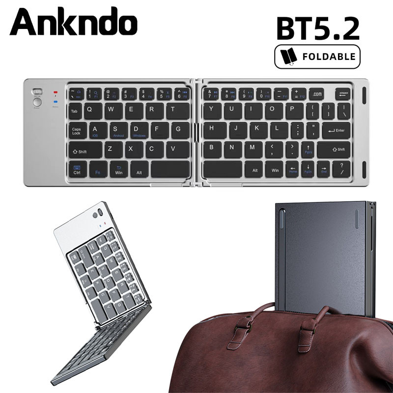 Foldable Wireless Bluetooth Keyboard Rechargeable Folding Portable ...