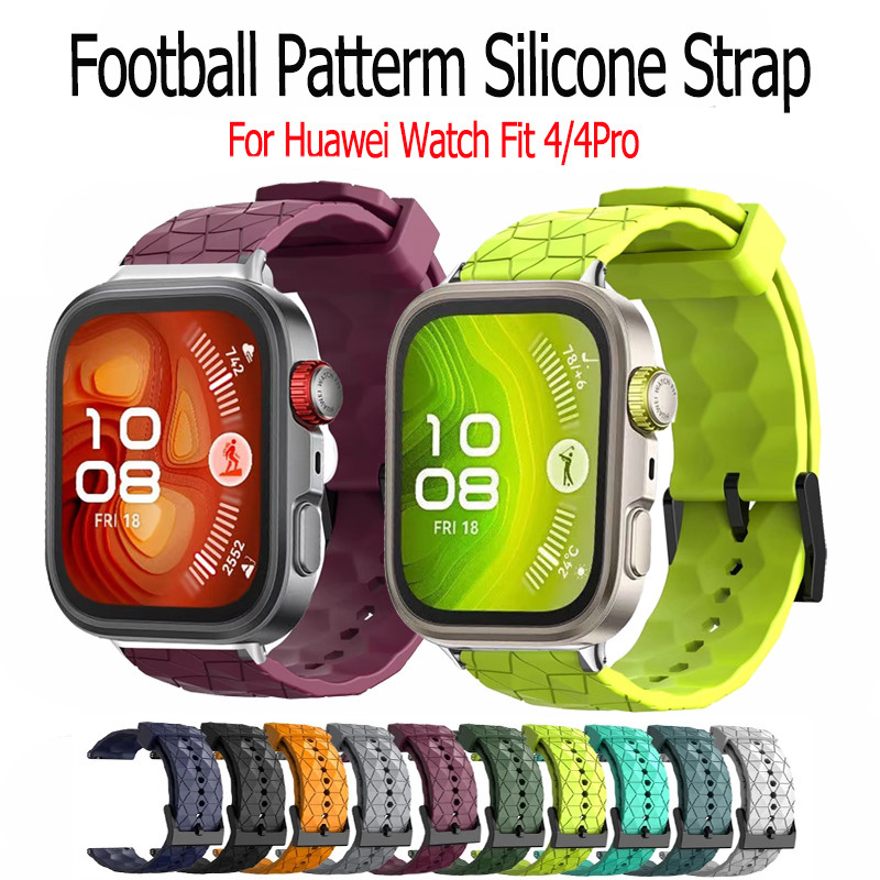 Football Pattern Silicone Strap For Huawei Watch Fit 4 4 Pro Smart ...
