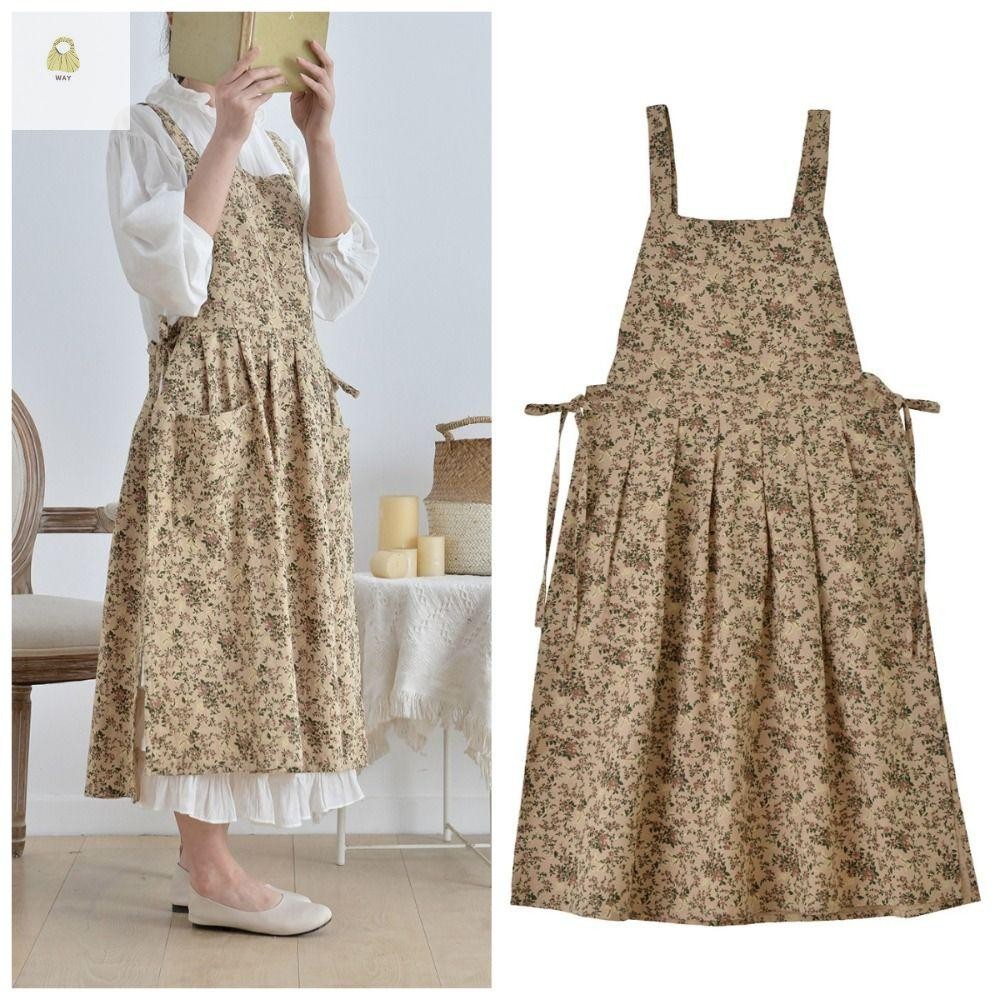 WAY Kitchen Cooking Apron, Cotton Elegant Household Work Apron ...