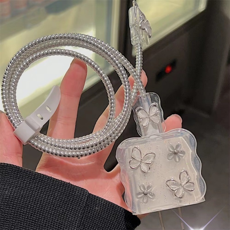 Cute Bowknot Butterfly Flower Wave Border USB Protector Cover For ...