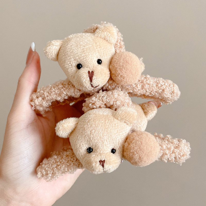 Cute Fluffy Panda Hair Clamp for Woman Plush Bear Hair Claw Clip ...