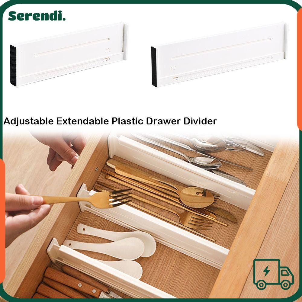 SERENDI Drawer Divider, Extendable Plastic Drawer Telescopic Partition ...