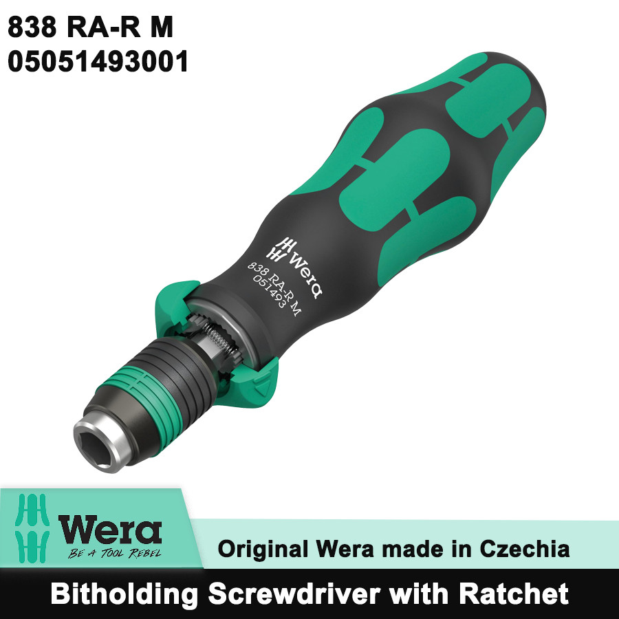 WERA 838 RA-R M Bitholding Screwdriver with Ratchet 1/4" 123.5 mm ...
