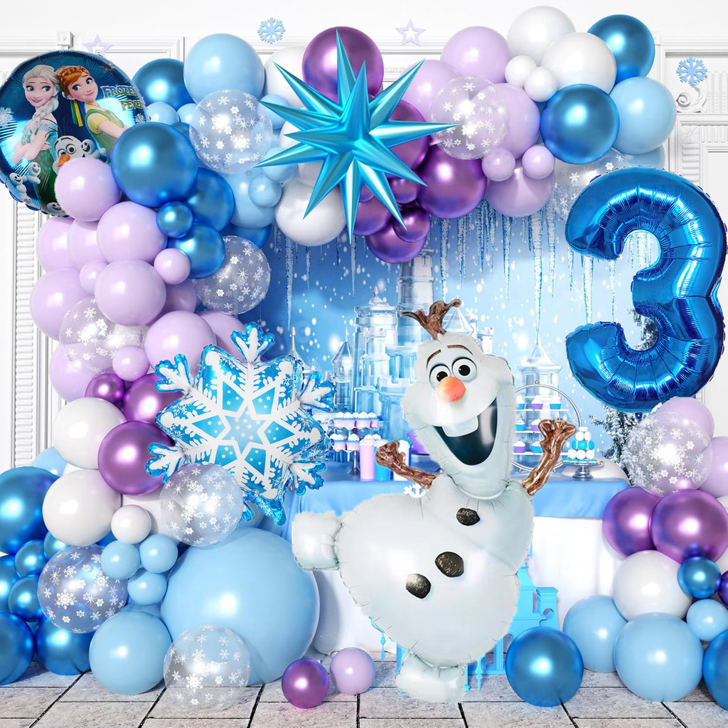Frozen Snowflake Balloon Set with Blue Purple Balloon and Elsa Olaf ...