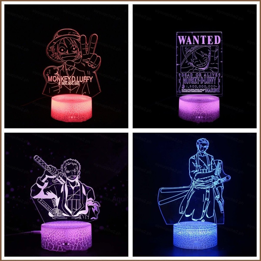 sy One Piece Luffy Ace Nami Night Light Anime 3D Lamp Remote Touch LED ...