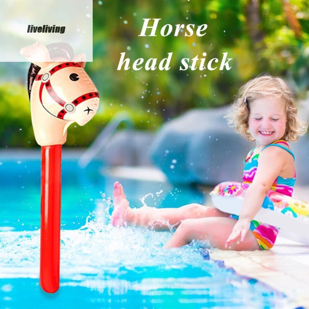 Inflatable Horse Head Stick Ride-on Animal Toy for Kids Horse Riding ...