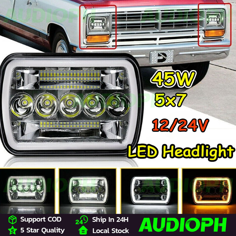 Jeep Headlights 24V 12V 5x7 LED Car Headlight jeepney accessories ...
