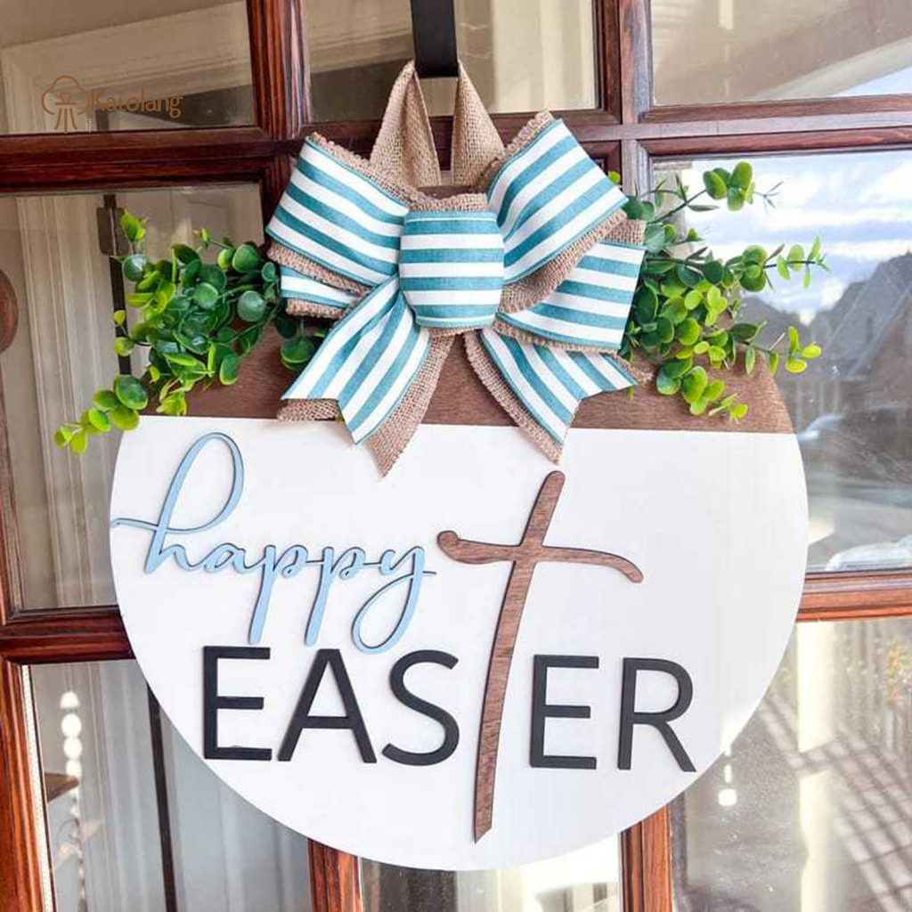Welcome Sign for Front Door Festive Door Hanging Rustic Easter Front ...