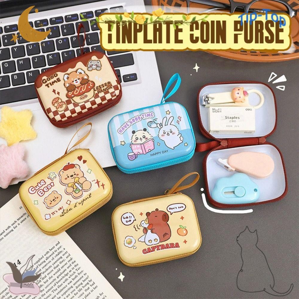 TIP-TOP Tinplate Box, Zipper Lesser Panda Coin Purse, Portable Tinplate ...