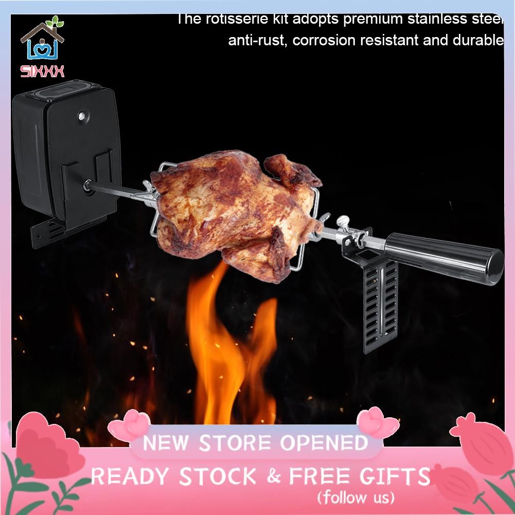 Sixxx Universal BBQ Spit Rod Meat Forks With Electric Motor Rotisserie ...