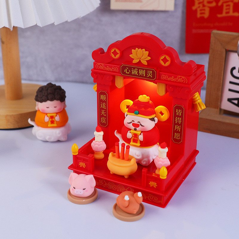 Happy new year Chinese Style Traditional Mini Shrine Ornaments Workers ...