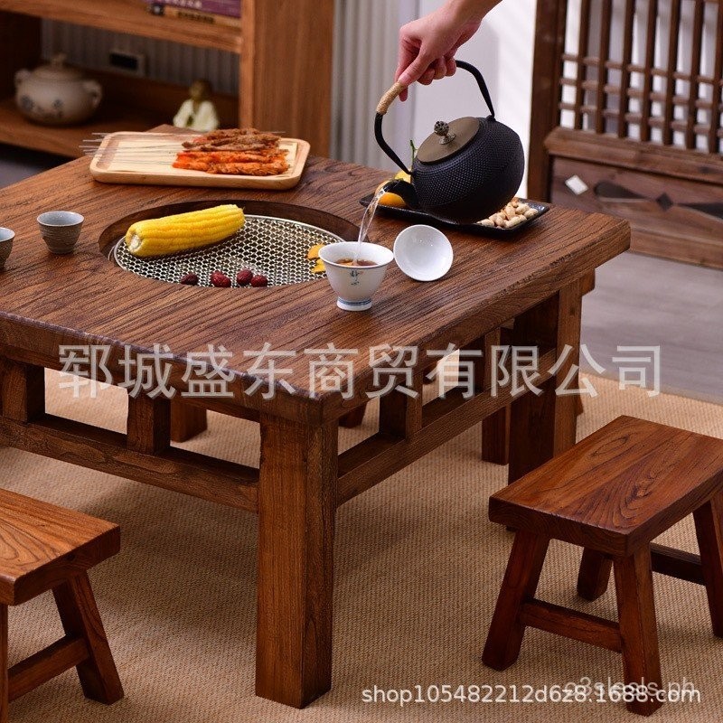 Elm Stove Tea Cooking Eight-Immortal Table Balcony Cooking Tea Table ...